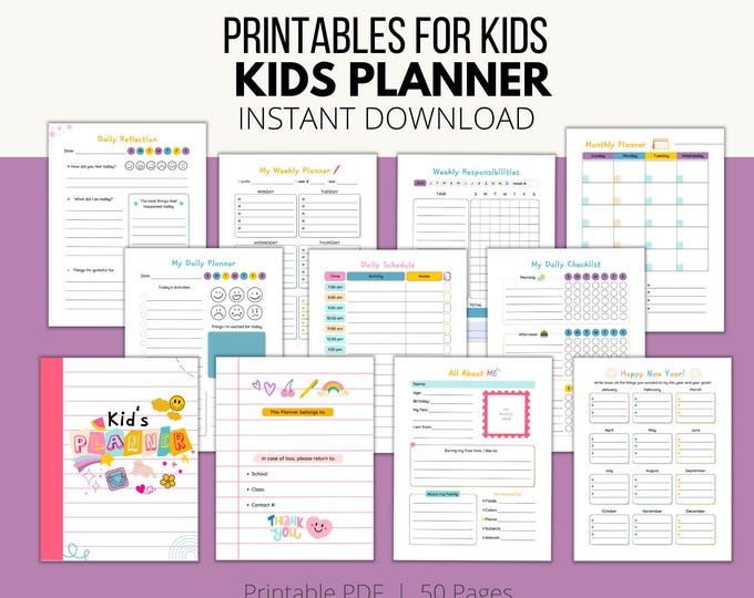 Printable Kids Planner: Homeschool & School Organizer (digital Download ...