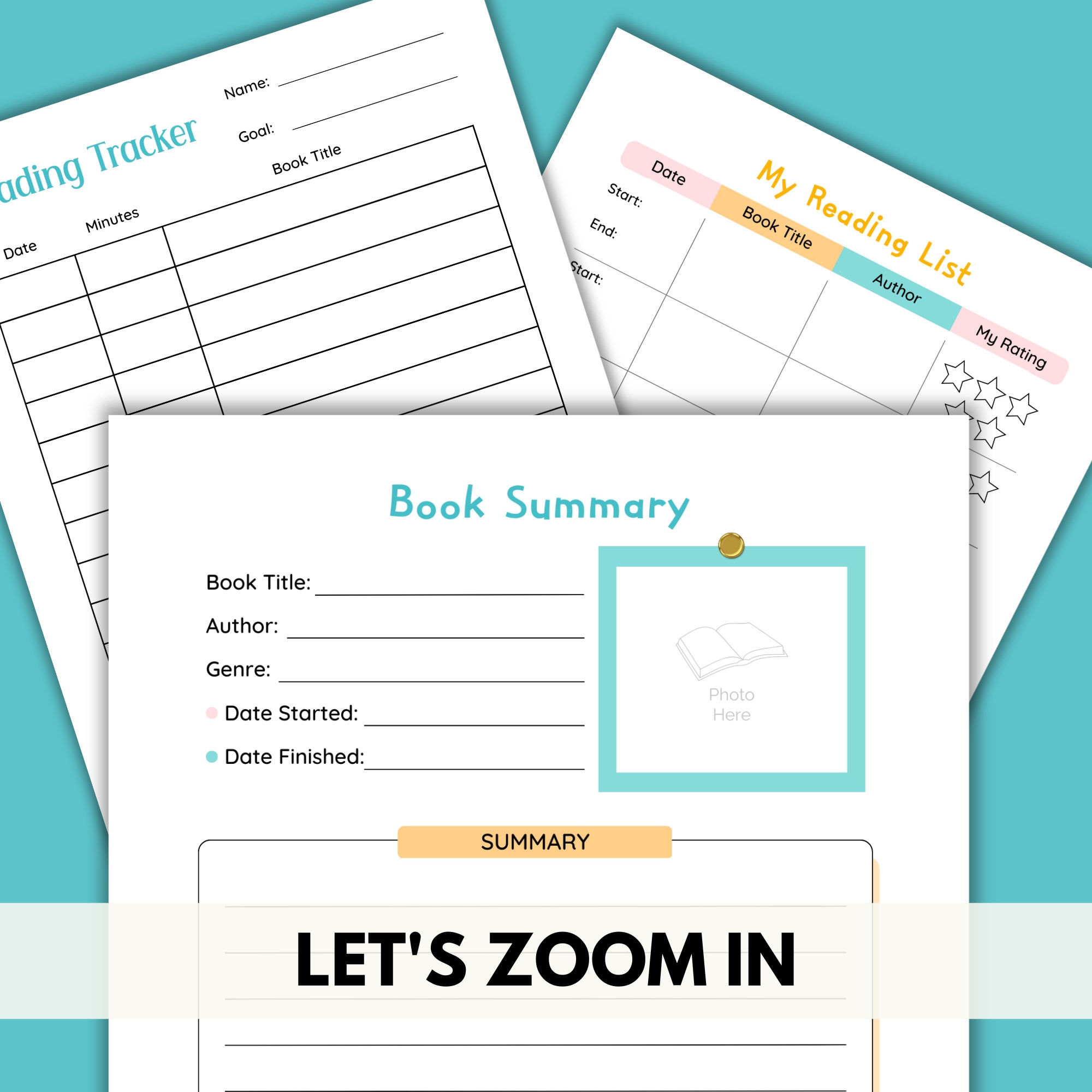Reading Log Printable for Kids, Book Tracker, Reading Summary for ...