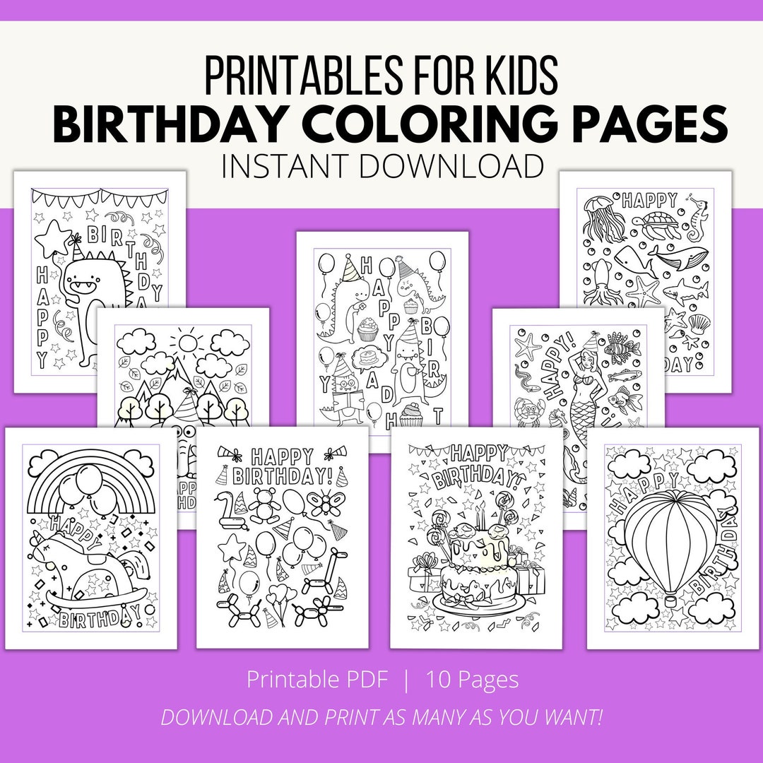 Birthday Party Coloring Page Printable, Birthday Party Activities ...