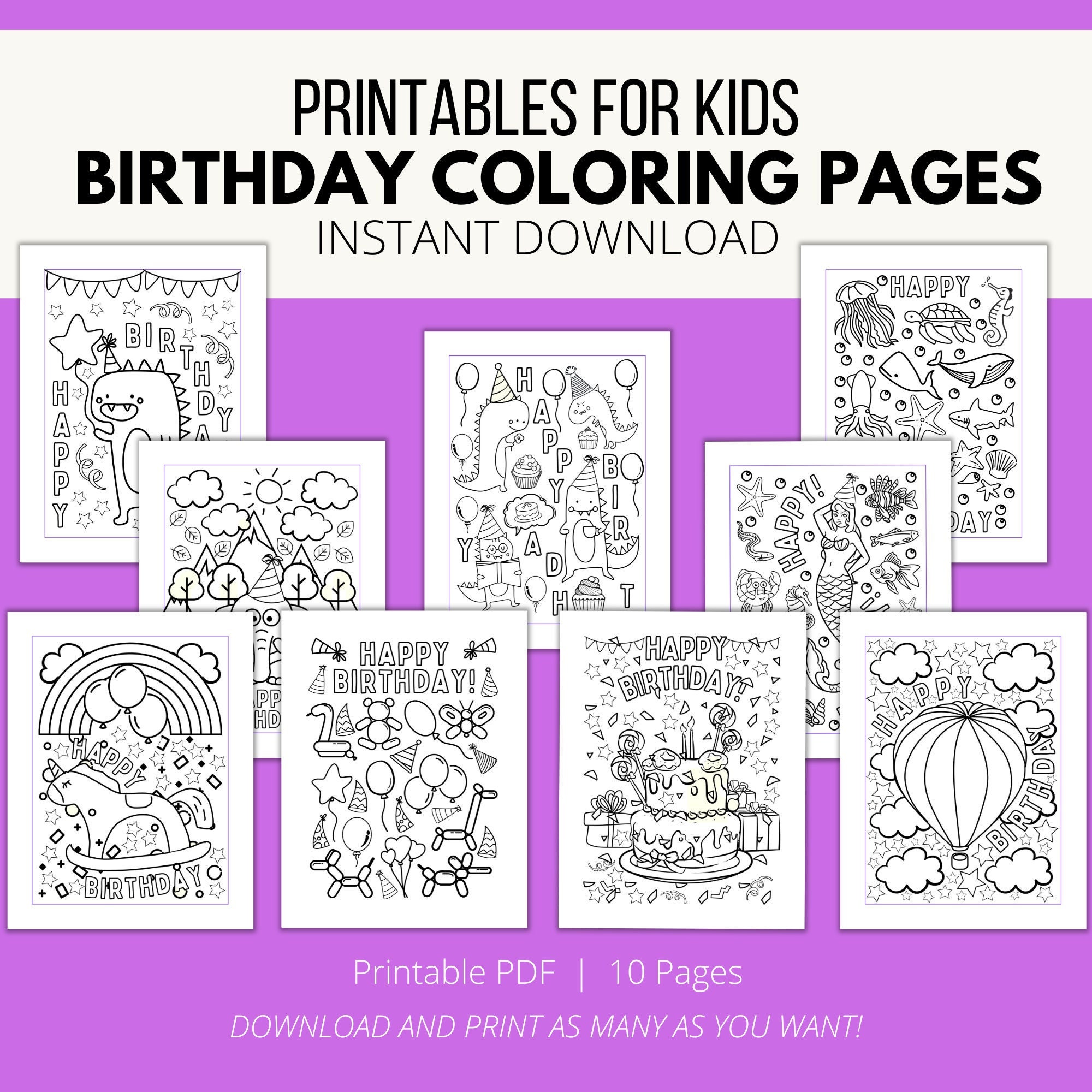 Birthday Party Coloring Page Printable, Birthday Party Activities ...