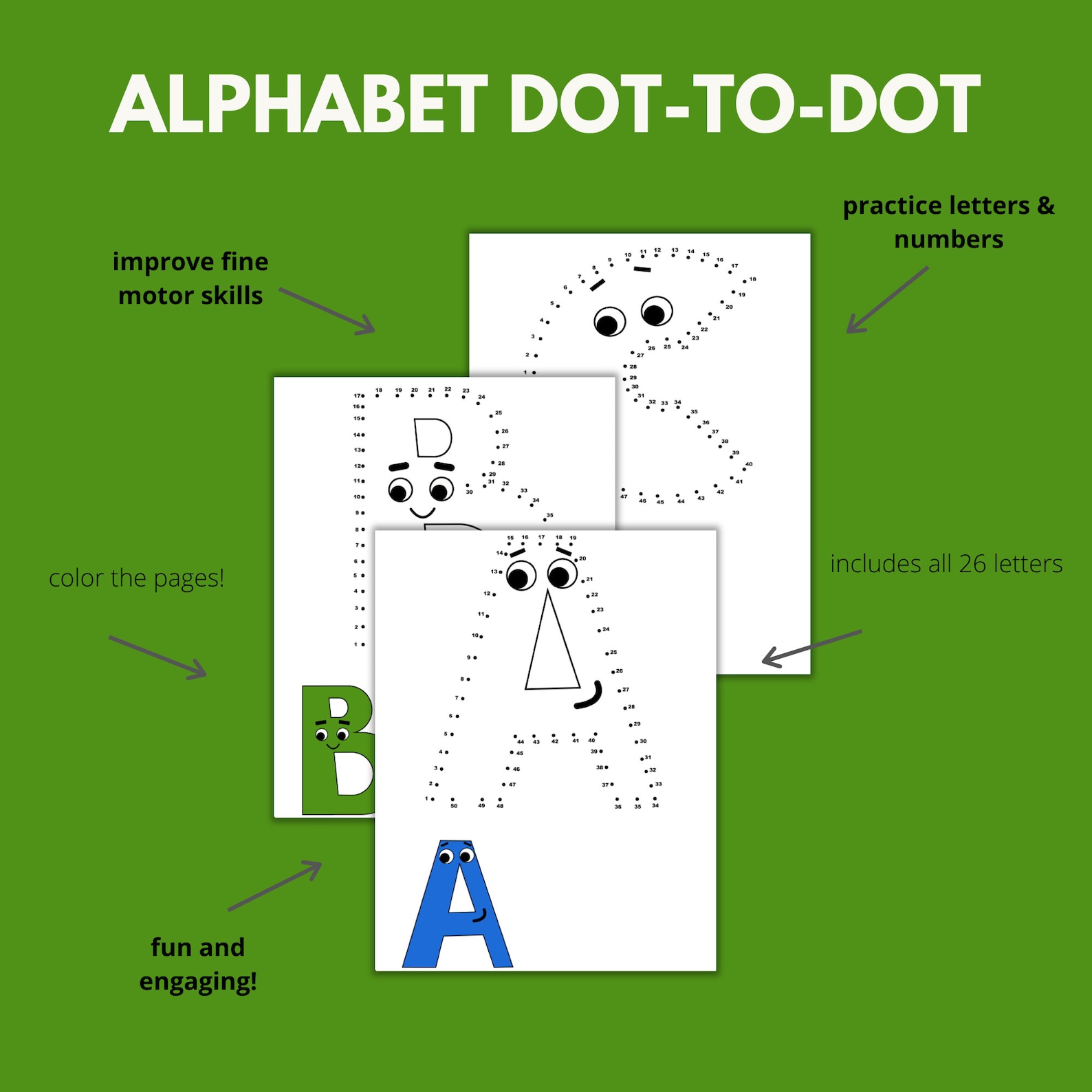 Printable Dot-to-dot Alphabet, Connect the Dots Letters, Letter ...