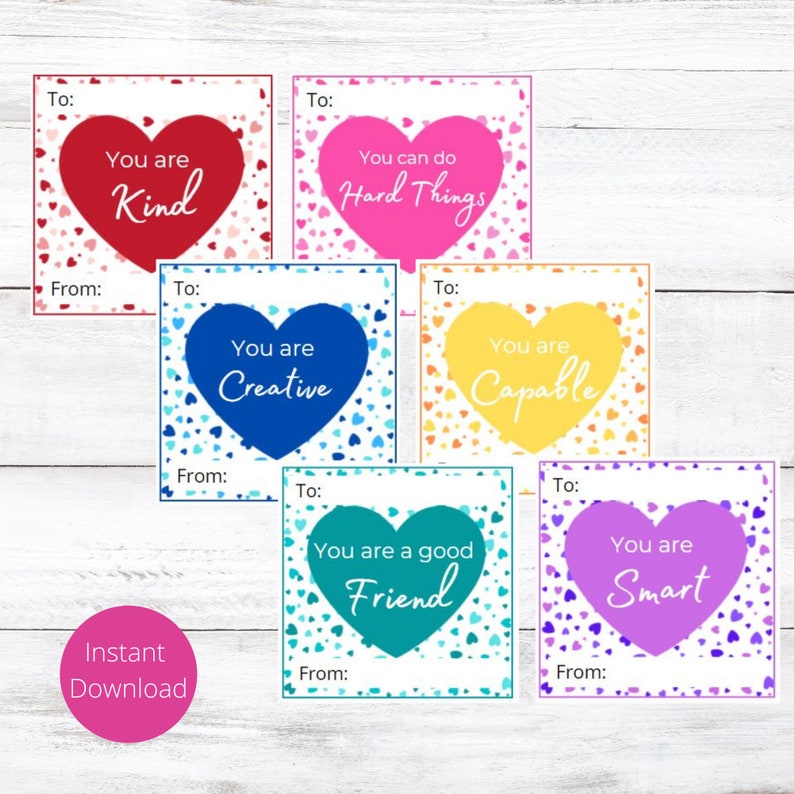 Printable Valentine Cards for Kids | Positive Affirmation Valentines ...