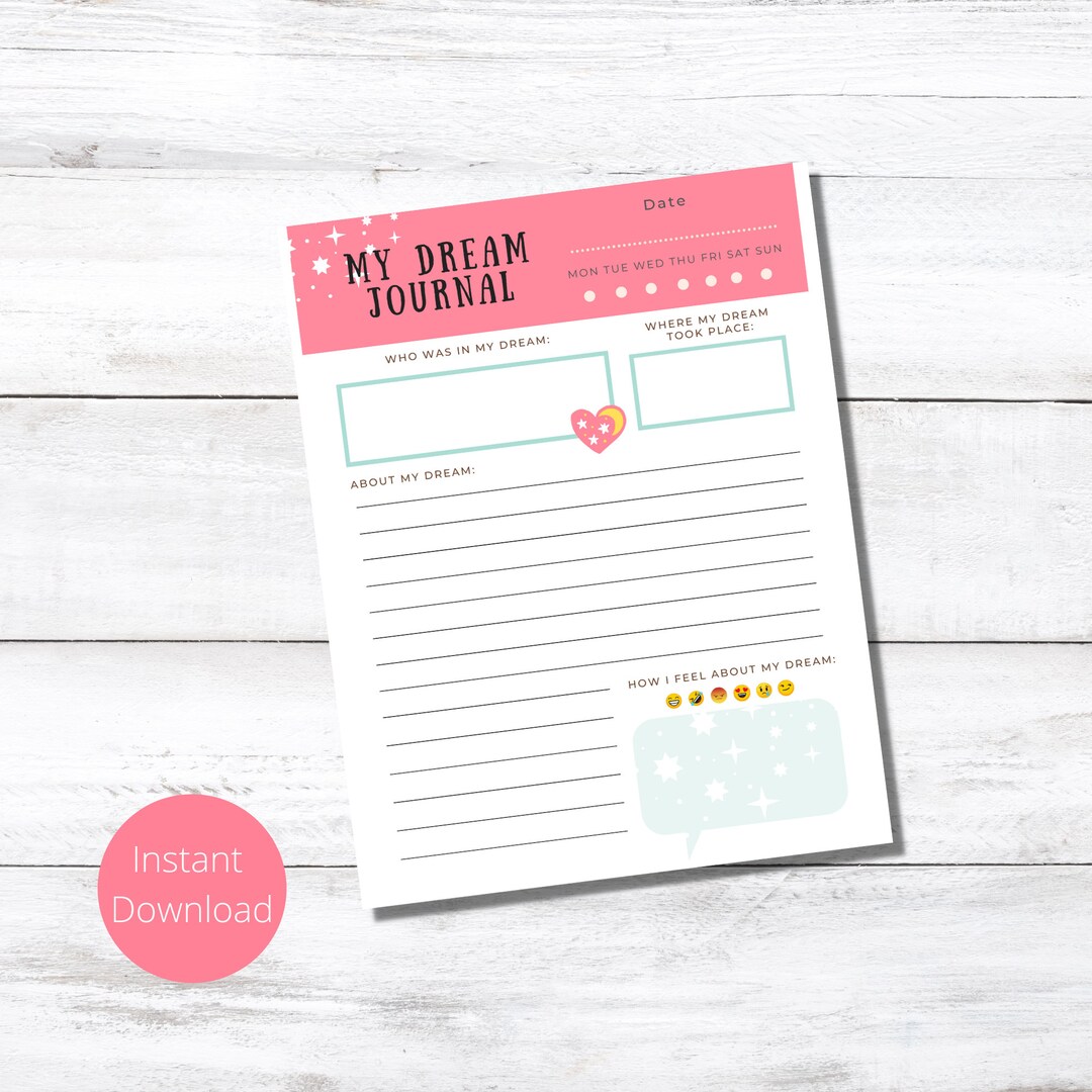 Dream Journal Printable for Kids - Etsy