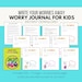 Anxiety Journal for Kids, Printable Worry Journal, Kids Mental Health ...