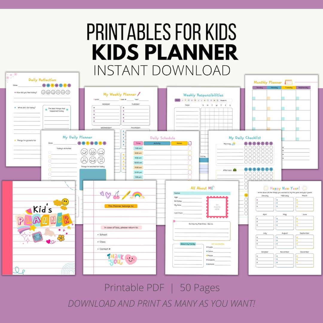 Kids Planner, Fun Colorful Children's Planner, Homeschool Planner ...