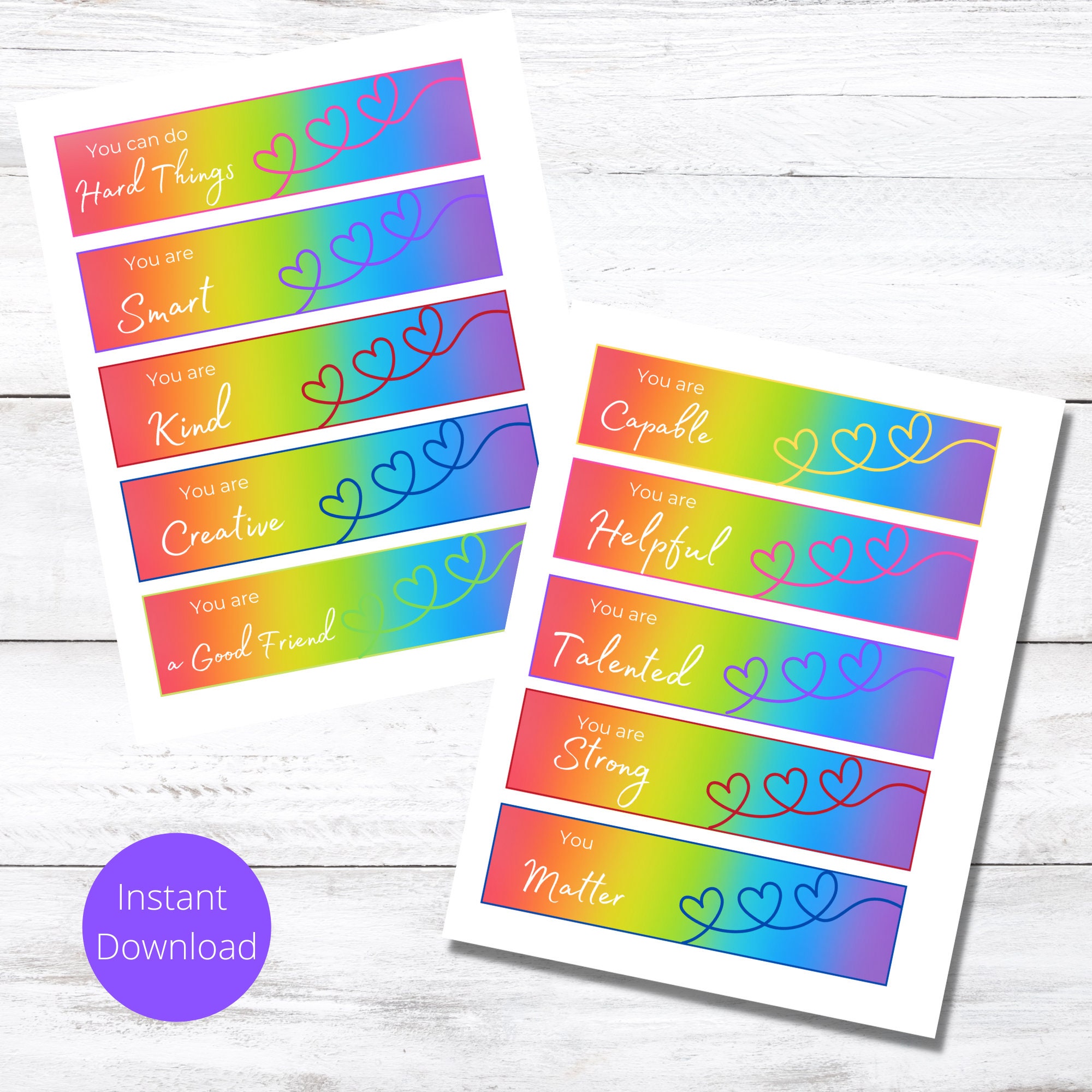 Printable Valentines for Kids Positive Affirmation Bookmark Valentines ...