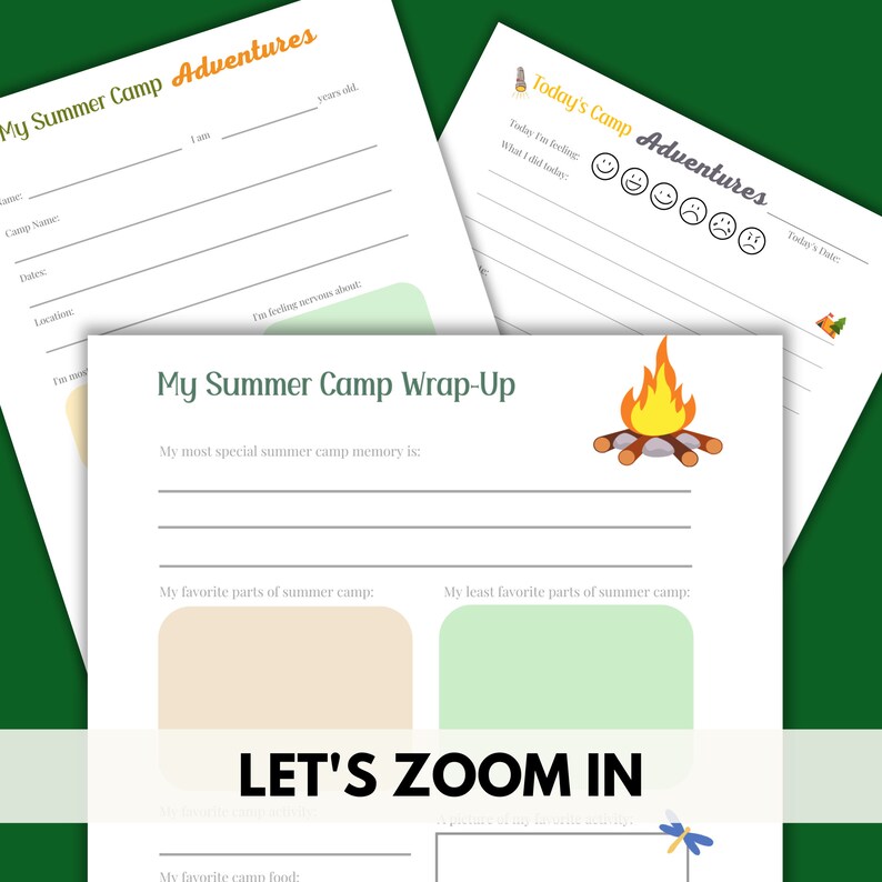 Summer Camp Journal Printable, Camping Book, Camp Diary, Adventure ...