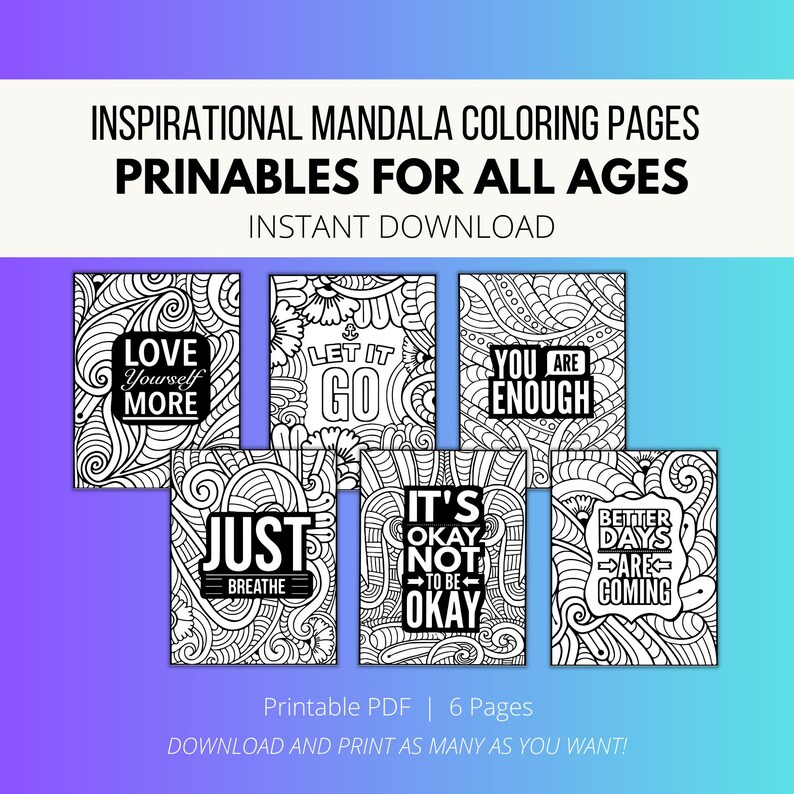 Mandala Coloring Pages, Mindful Coloring Pages, Positive Affirmations ...