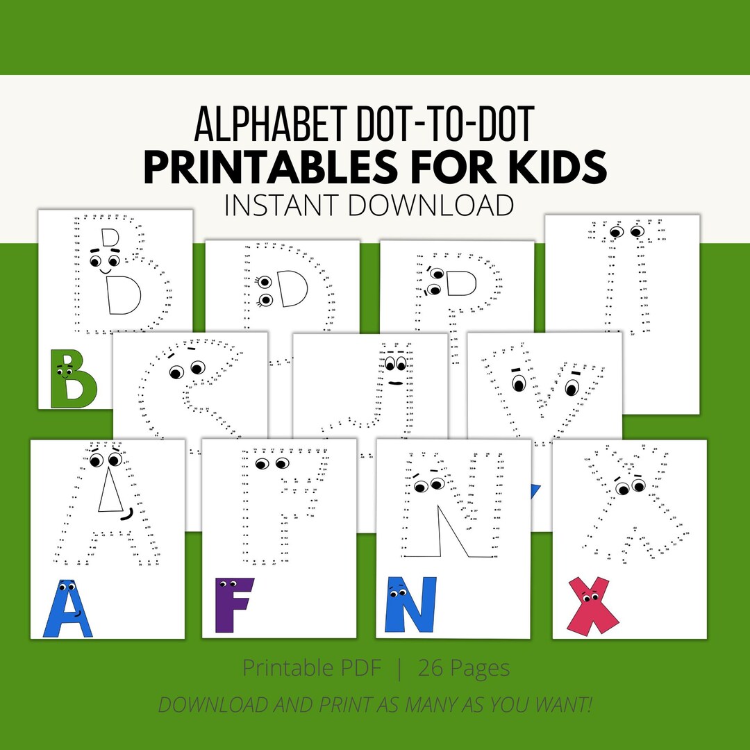 Printable Dot-to-dot Alphabet, Connect the Dots Letters, Letter ...