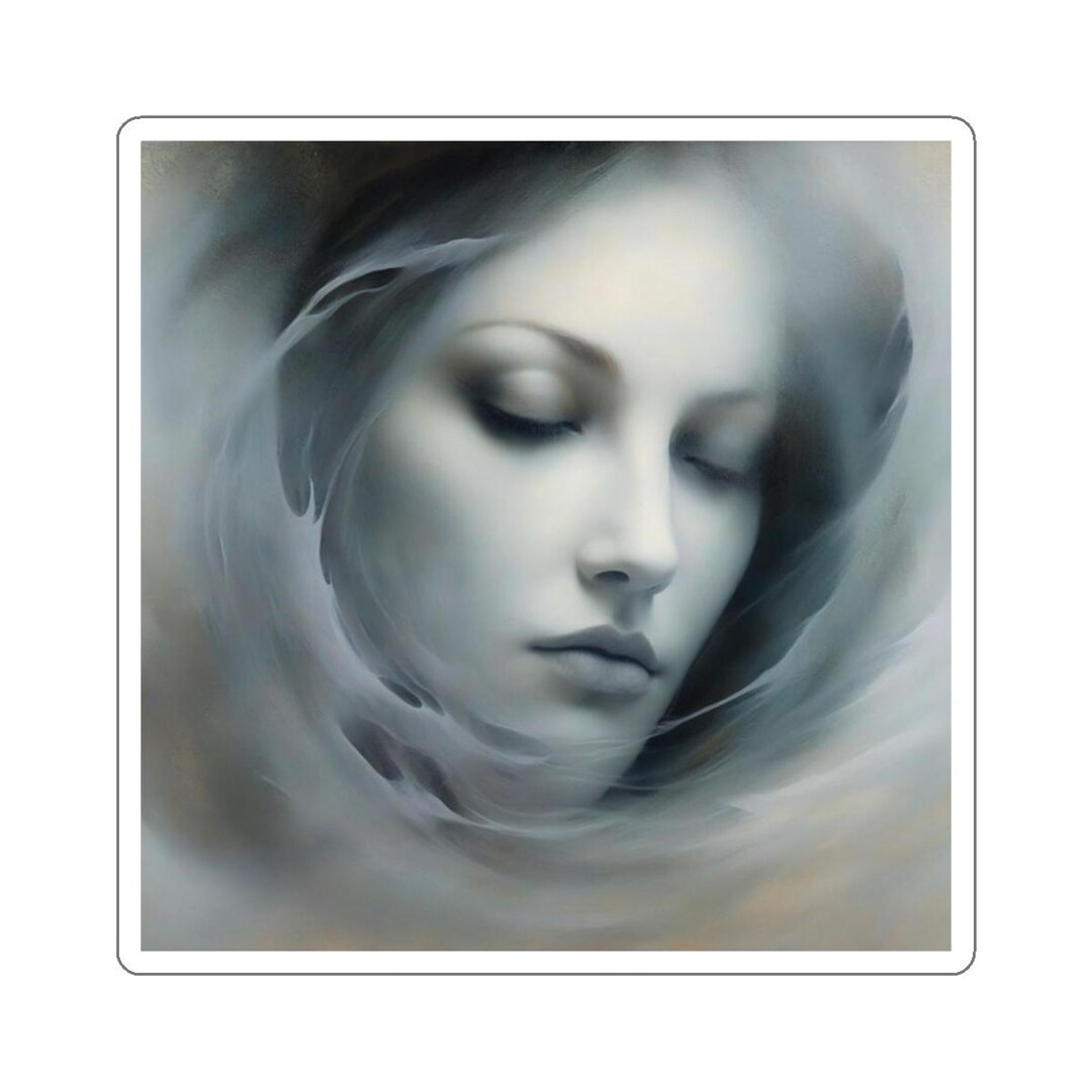 Sleeping Ghost Woman Sticker, Ghost Angel Sticker Art, Celestial Angel ...