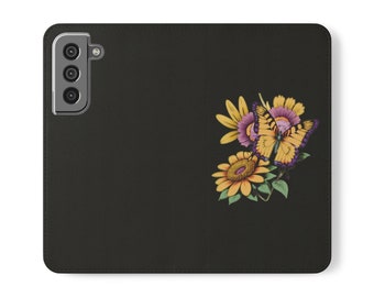 Purple Sunflower Samsung Flip Case, Yellow Butterfly Flip Case ...