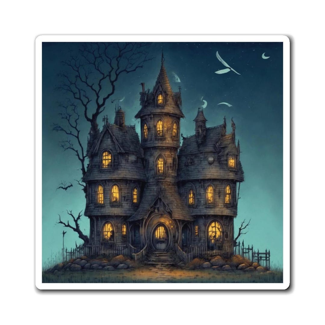 Victorian Haunted House Magnet, Spooky Victorian Halloween, Vintage ...