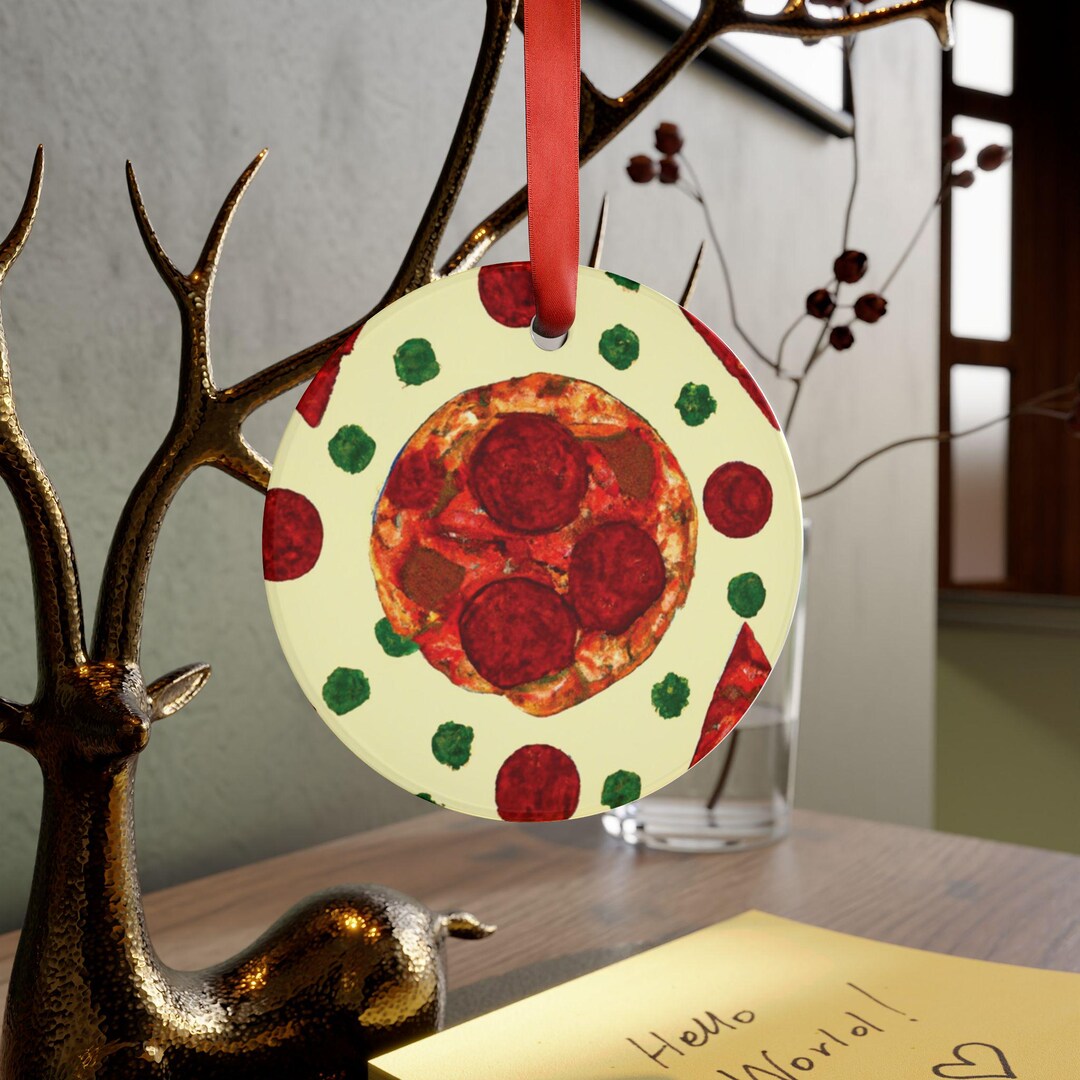 Pepperoni Pizza Pattern Acrylic Ornament Includes Ribbon for Hanging - Etsy