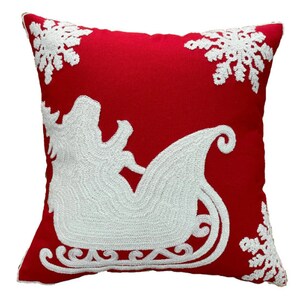 Santa Throw Pillow Cover Embroidered Christmas Pillow - Etsy
