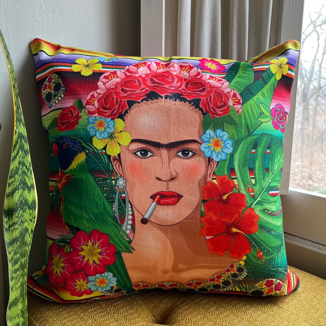 Frida Kahlo Self Portrait, Indoor Outdoor Waterproof Patio Throw Pillow ...