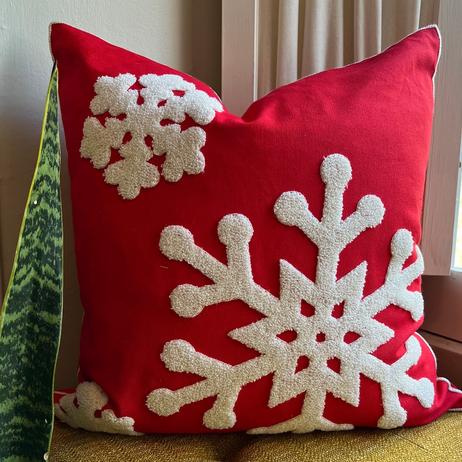 Embroidered Snowflake Throw Pillow Cover Christmas Pillow - Etsy