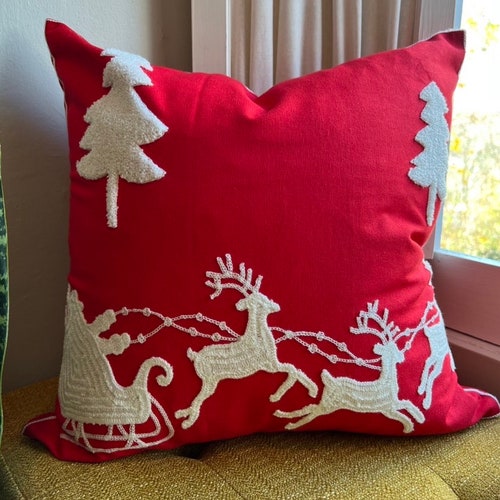 Embroidered Snowflake Throw Pillow Cover Christmas Pillow - Etsy