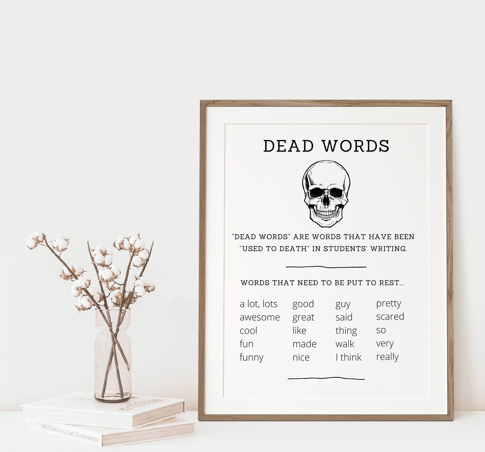 English Classroom DEAD WORDS Poster Skull Decoration Writing Poster ...