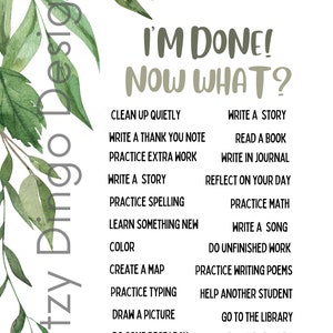 I'm Done, Now What? Posters | Digital Download | Growth Mindset ...