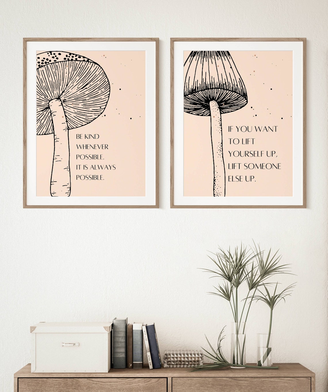 Mushroom Art set of 4 Classroom Cottagecore Kindness - Etsy
