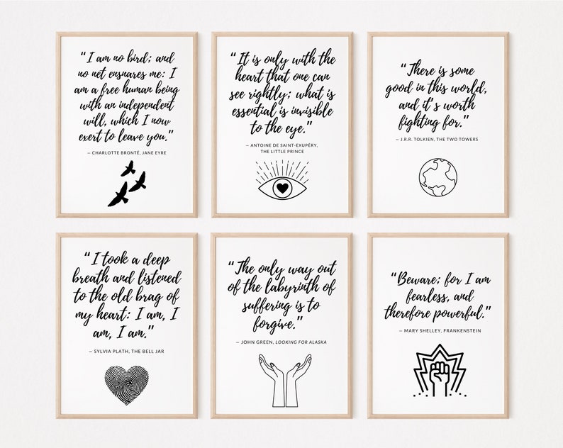 Inspirational Book Quotes Poster Set: Classroom Decor (digital Download ...