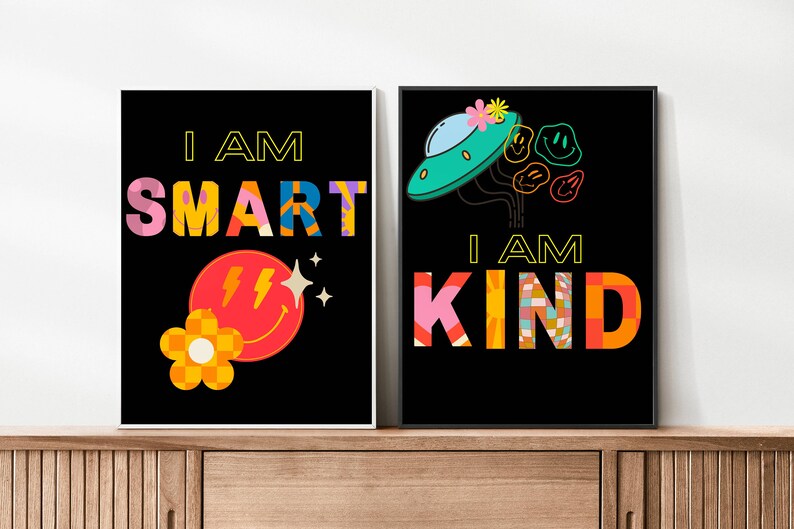 Groovy Positive Affirmation Digital Download set of 6 Wall - Etsy