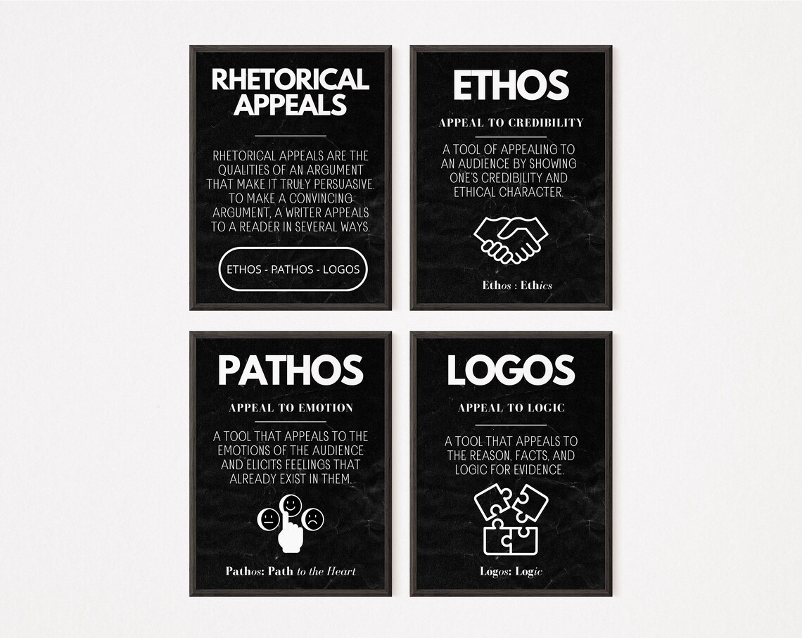 Ethos Pathos Logos Digital Download set of 4 Rhetorical - Etsy