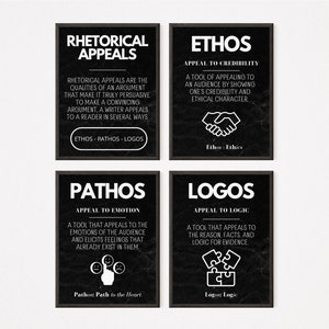 Ethos Pathos Logos Poster Set: Rhetorical Appeals, English Classroom ...