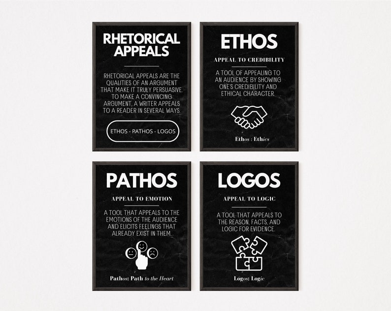 Ethos Pathos Logos Poster Set: Rhetorical Appeals, English Classroom ...