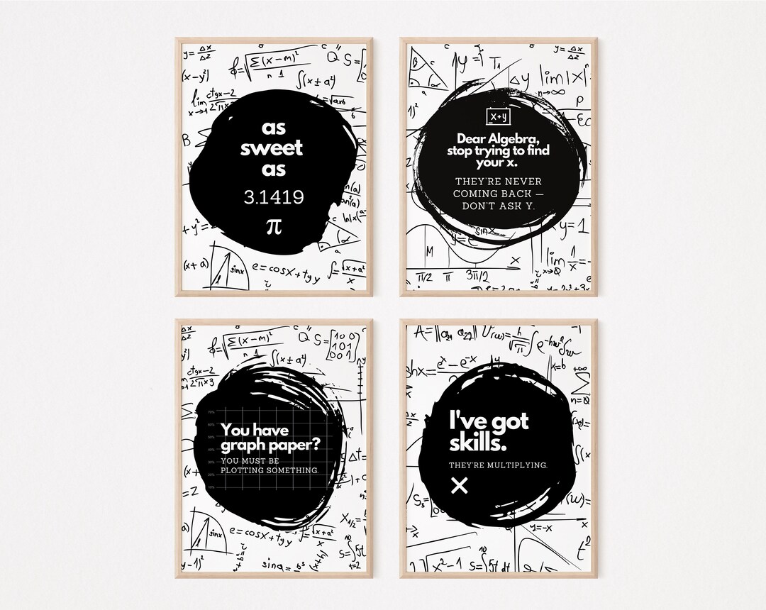 Funny MATH CLASSROOM Poster Digital Download (set of 4) | Humor | Math ...