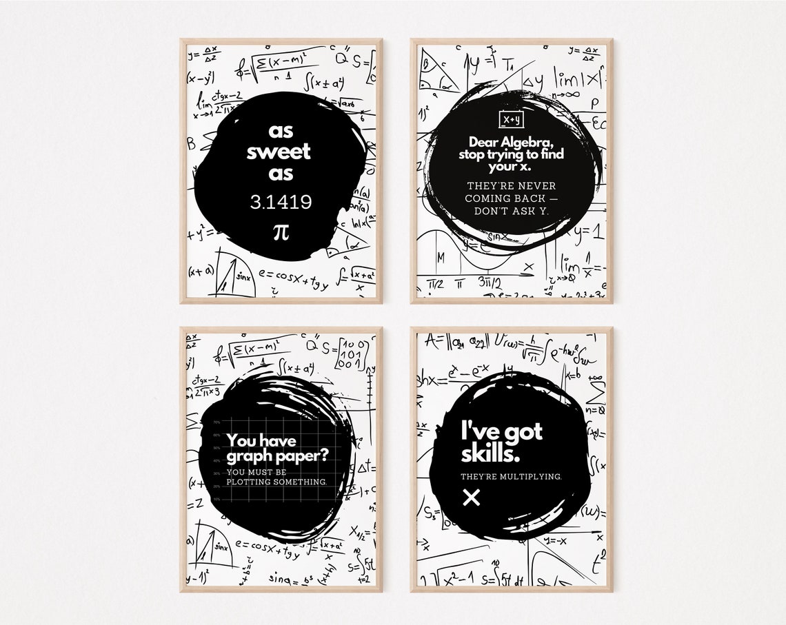 Funny MATH CLASSROOM Poster Digital Download set of 4 | Etsy