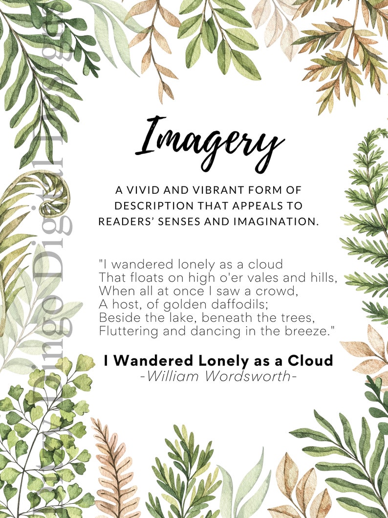 LITERARY DEVICE POSTERS Set of 10 Greenery Floral Digital - Etsy