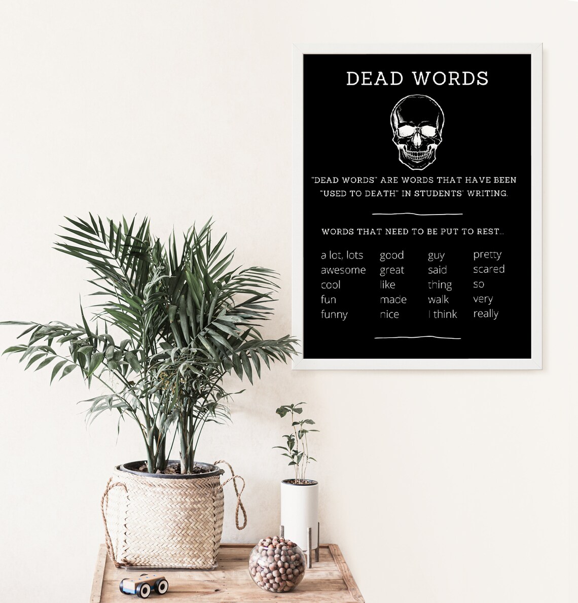 English Classroom DEAD WORDS Poster | Skull Decoration | Writing Poster ...
