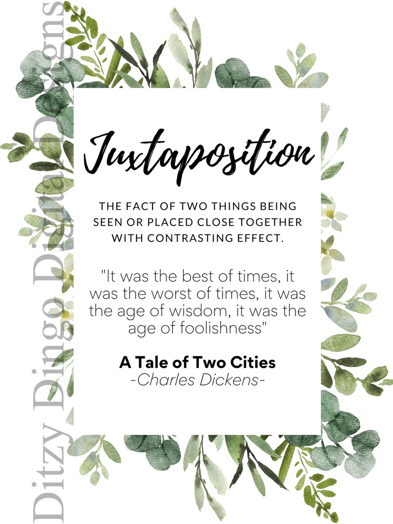 LITERARY DEVICE POSTERS Set of 10 Greenery Floral Digital - Etsy