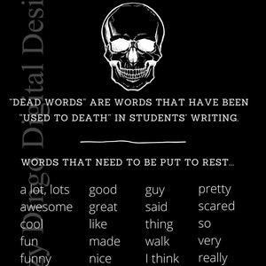 English Classroom DEAD WORDS Poster | Skull Decoration | Writing Poster ...