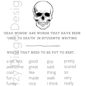 English Classroom 'dead Words' Poster: Skull Decor (digital Download ...
