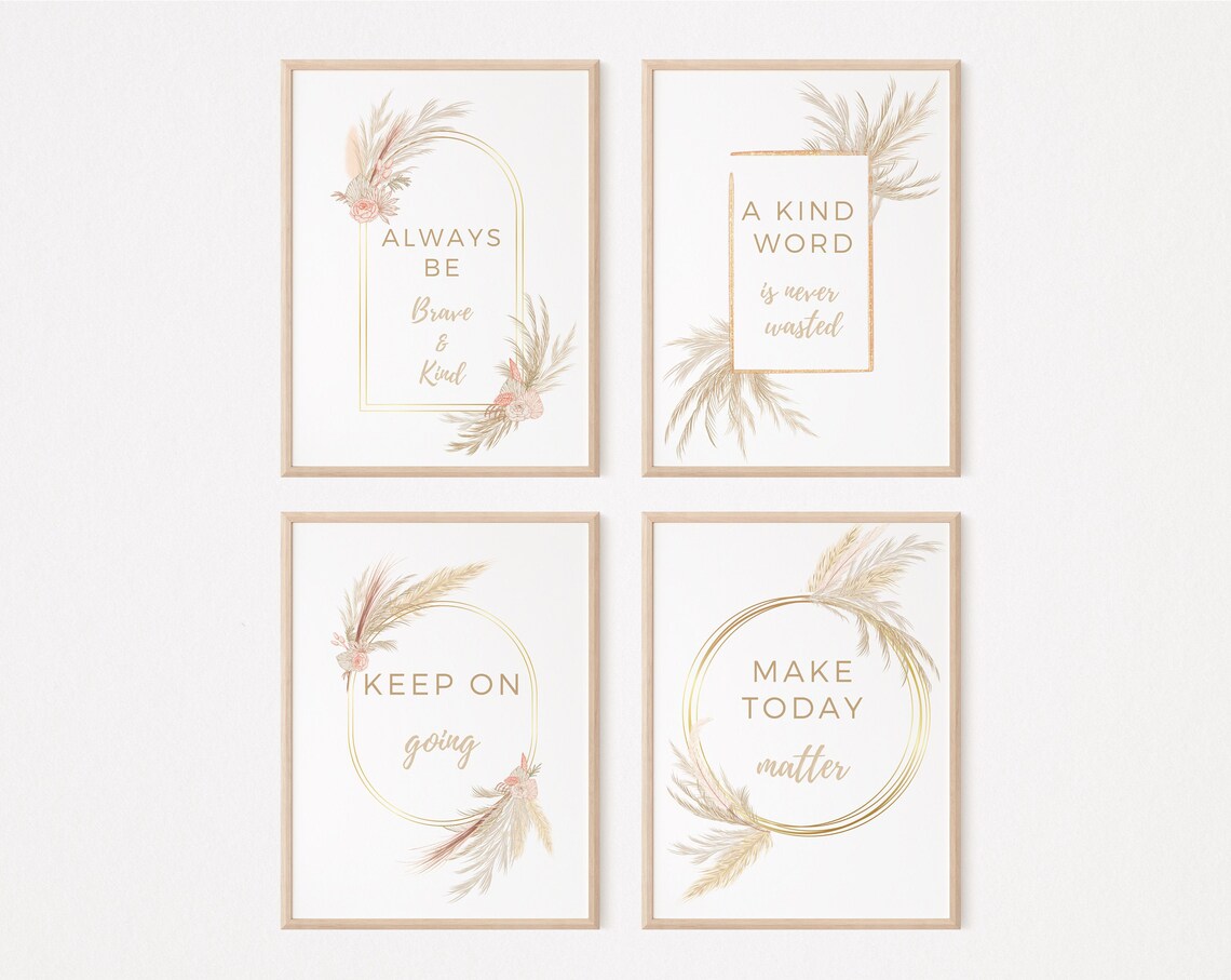 Boho Pampas Poster Digital Download set of 4 Classroom - Etsy