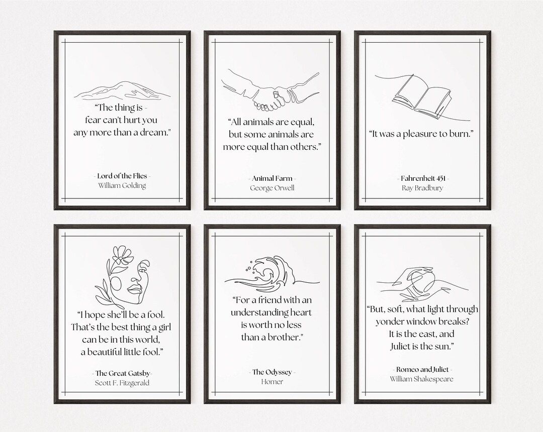 Classic Literature Art Quote Prints (set of 8) - Minimalist Classroom ...