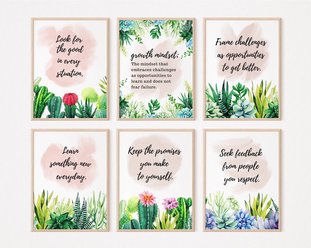 CACTUS GROWTH MINDSET Posters (set of 8) | Wall Art | English Classroom ...