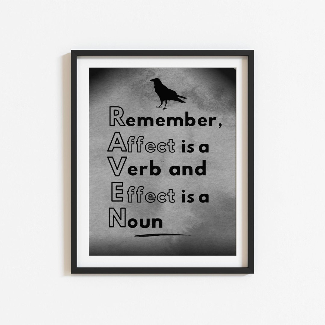 English Classroom RAVEN Poster | Affect Effect Writing | Writing Poster ...