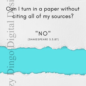 Citing Sources Humor Wall Art | Digital Download | English Teacher ...