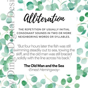 LITERARY DEVICE POSTERS Set of 10 | Greenery Floral | Digital Download ...