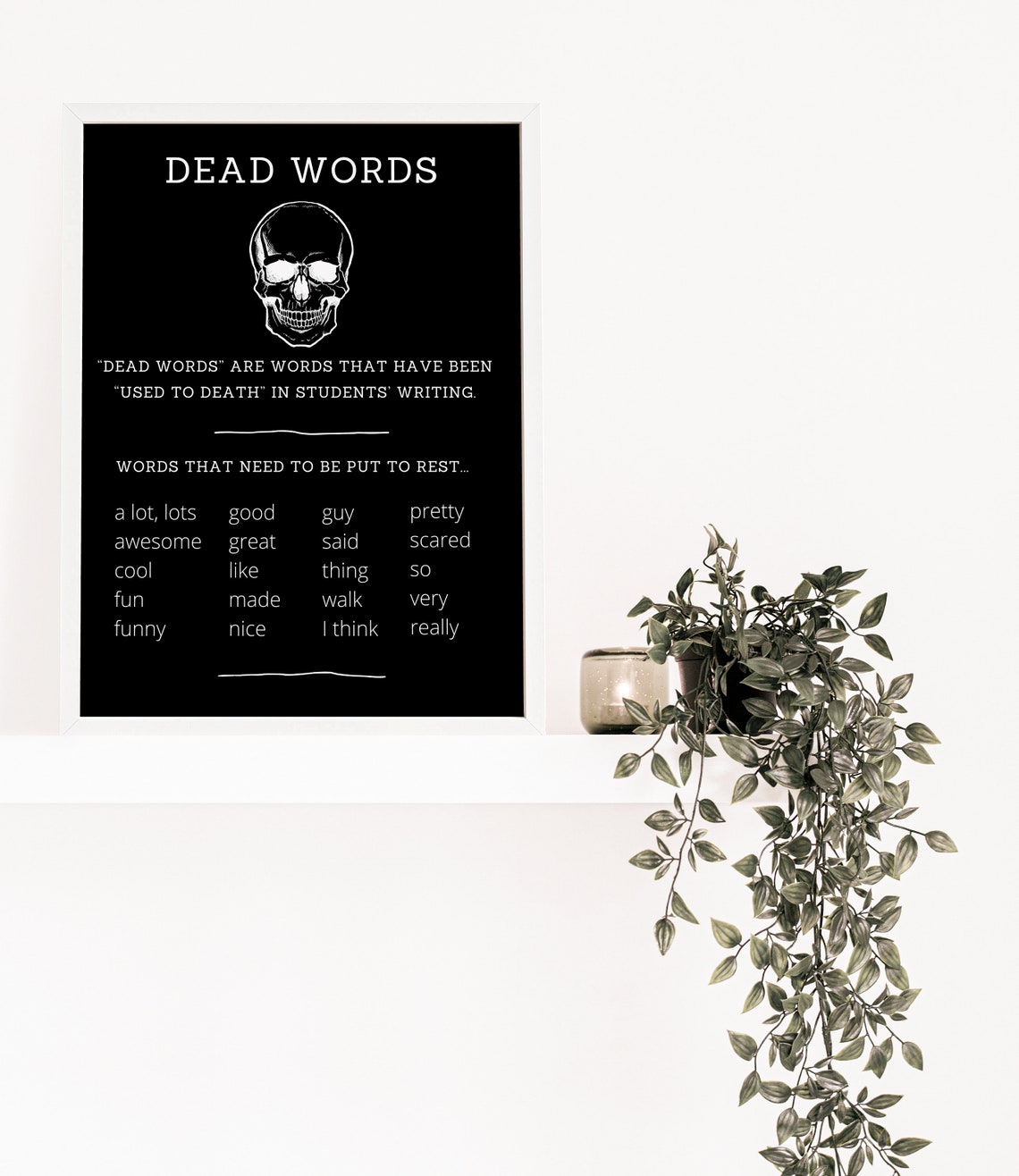 English Classroom DEAD WORDS Poster | Skull Decoration | Writing Poster ...