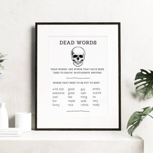 English Classroom 'dead Words' Poster: Skull Decor (digital Download ...