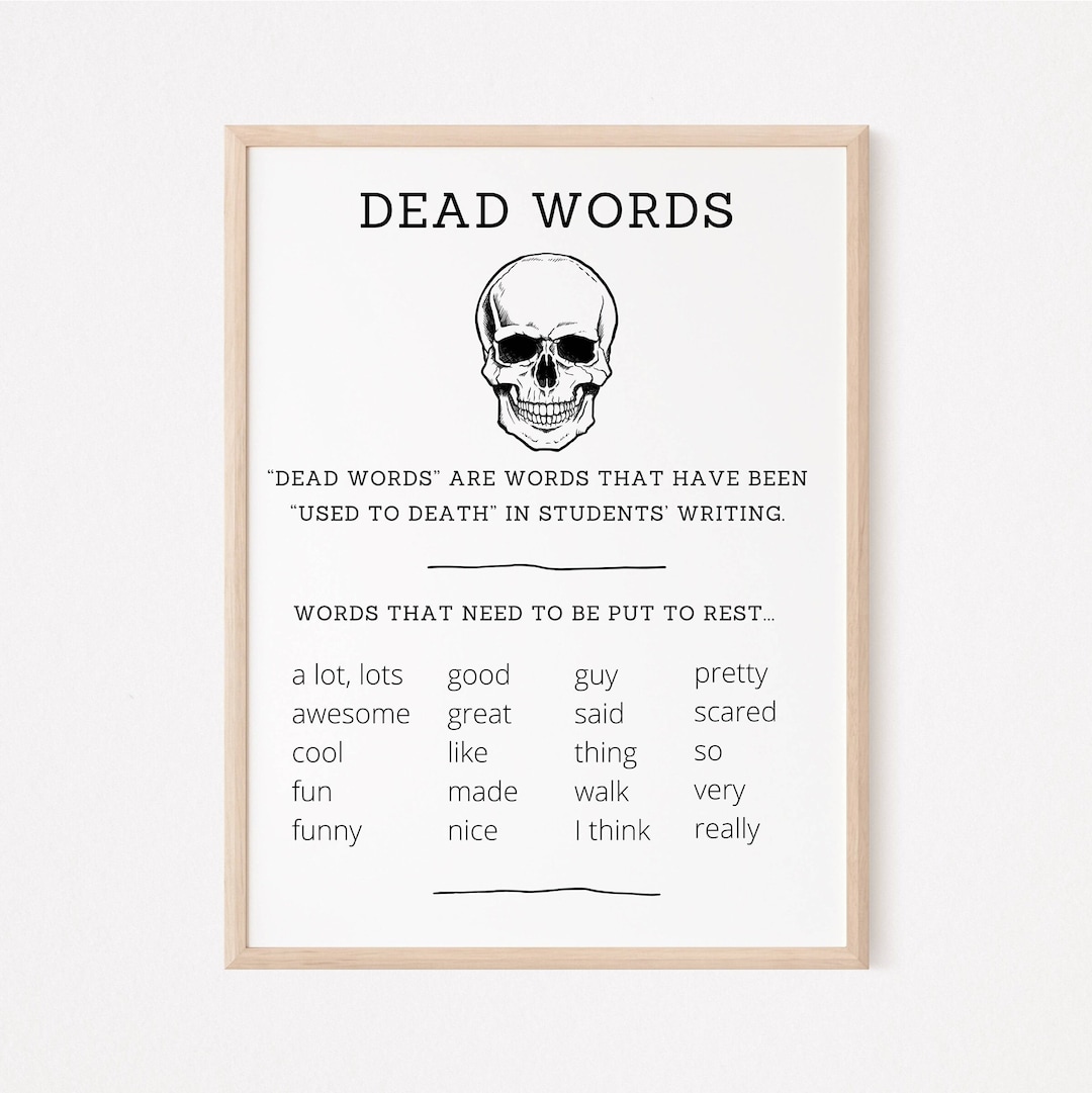 English Classroom 'dead Words' Poster: Skull Decor (digital Download ...