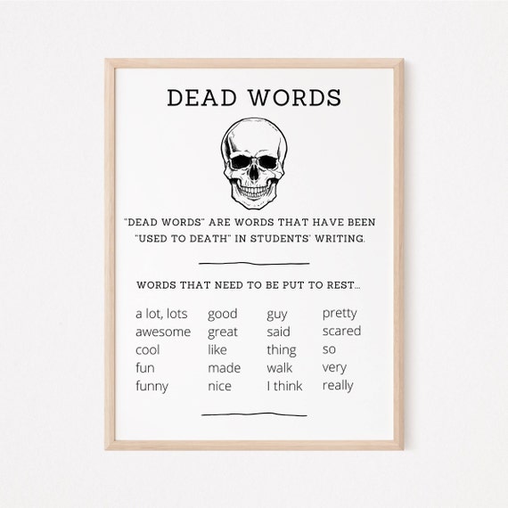 English Classroom DEAD WORDS Poster Skull Decoration - Etsy