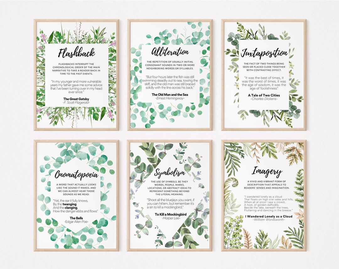 LITERARY DEVICE POSTERS Set of 10 | Greenery Floral | Digital Download ...
