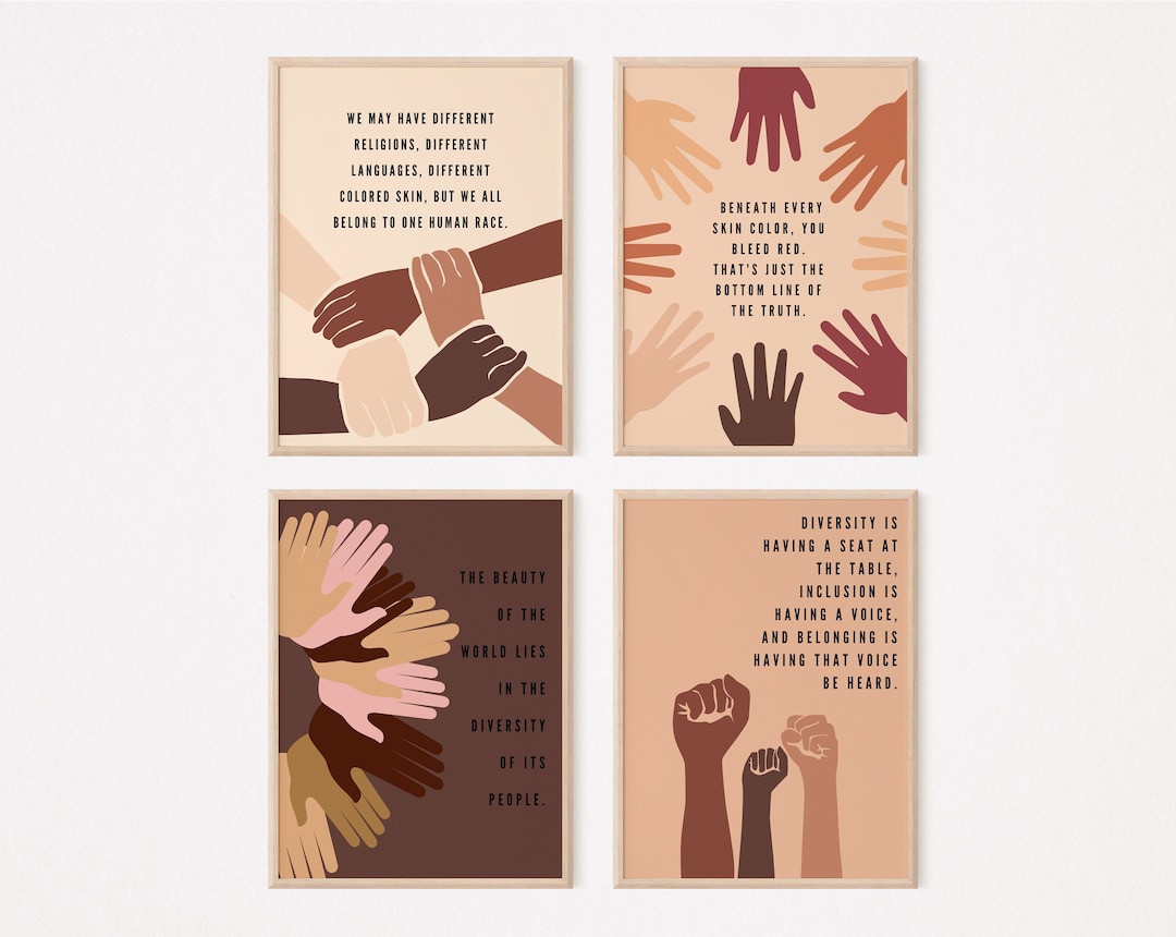 Diversity Inclusion Poster Set of 4 Diversity Poster Classroom ...