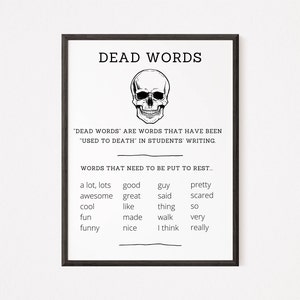 English Classroom 'dead Words' Poster: Skull Decor (digital Download ...