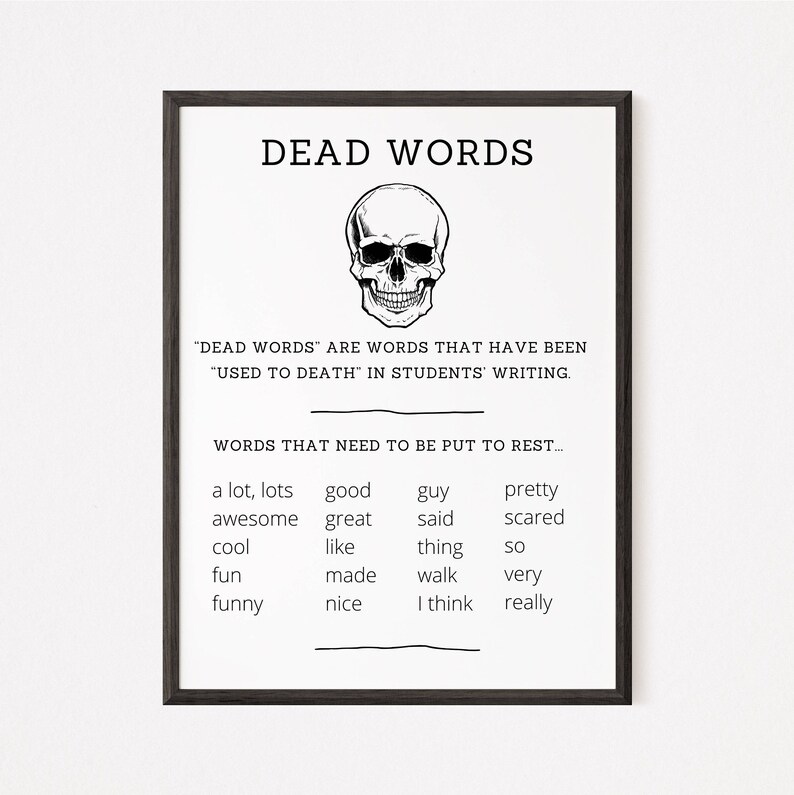English Classroom DEAD WORDS Poster Skull Decoration - Etsy